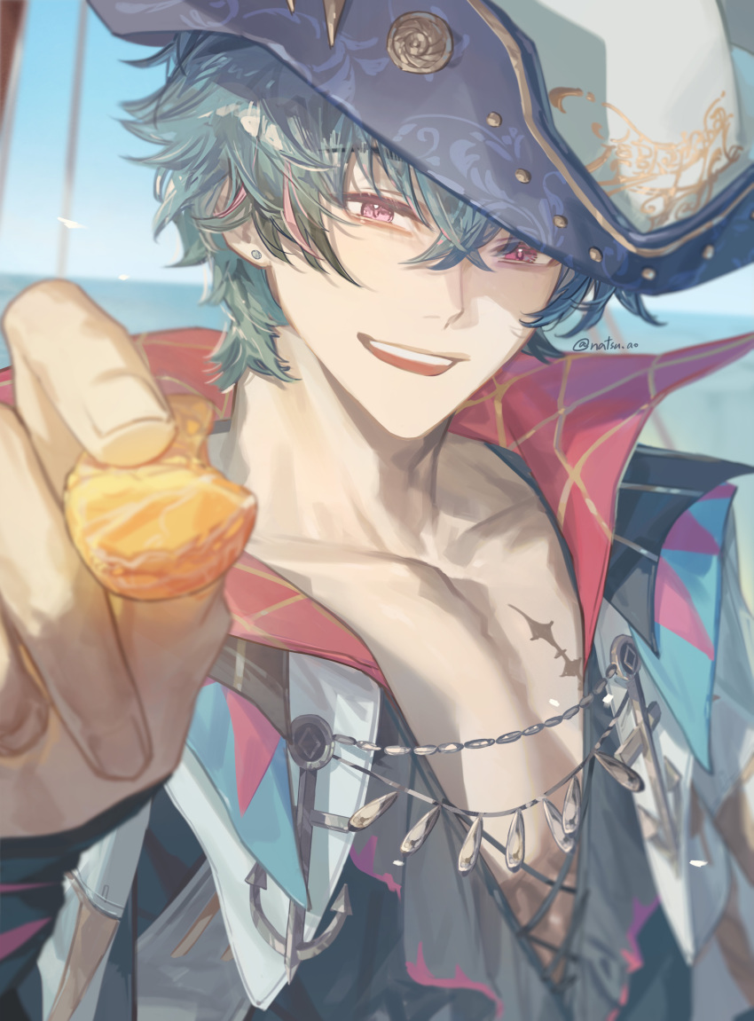 Safebooru - 1boy absurdres blue hair blue shirt blue sky brant (wuthering waves) collarbone ...