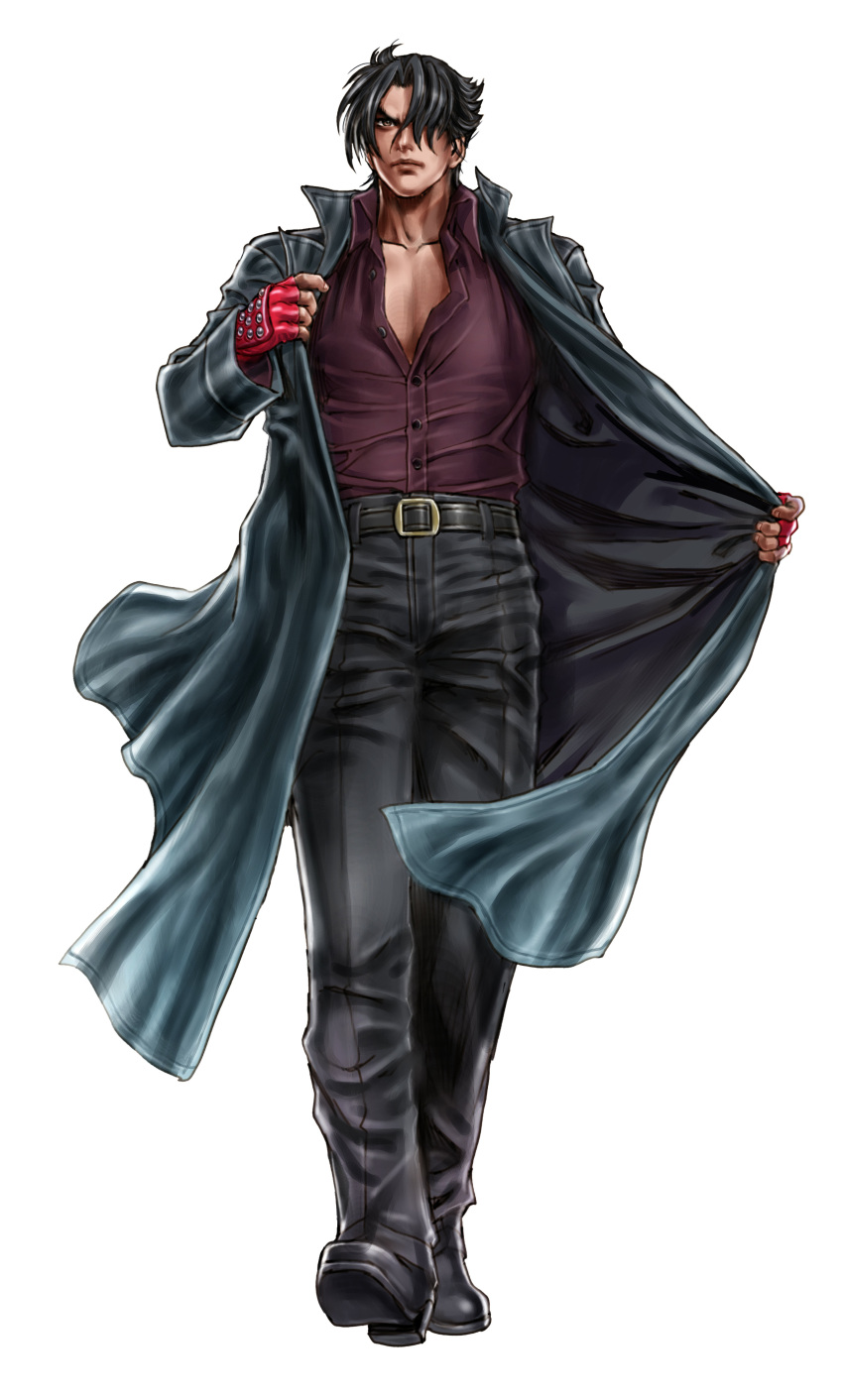 Safebooru - 1boy absurdres belt black belt black coat black hair black pants black shoes brown ...