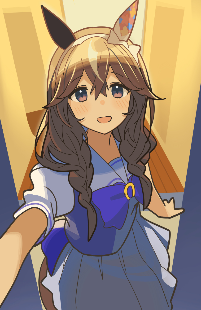 Safebooru - 1girl absurdres animal ears ashinowoto blush breasts brown hair commentary request ...