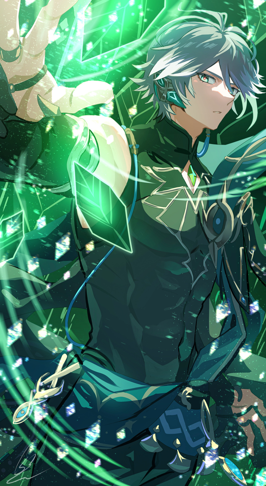 Safebooru - 1boy absurdres alhaitham (genshin impact) black gloves black pants black shirt ...