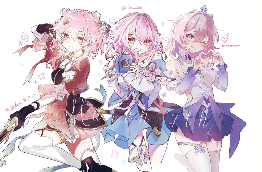 Safebooru - 3girls artist collaboration bare shoulders blue eyes camera chinese clothes ...