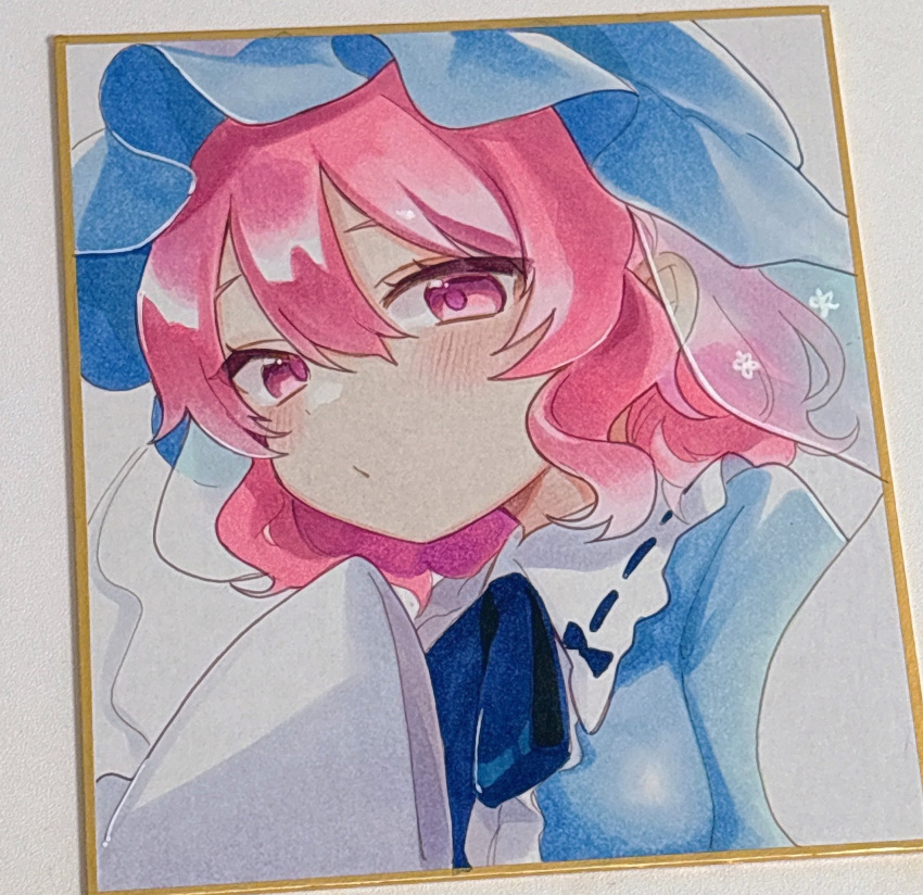 Safebooru - 1girl blue kimono blush frills hair between eyes hat ...
