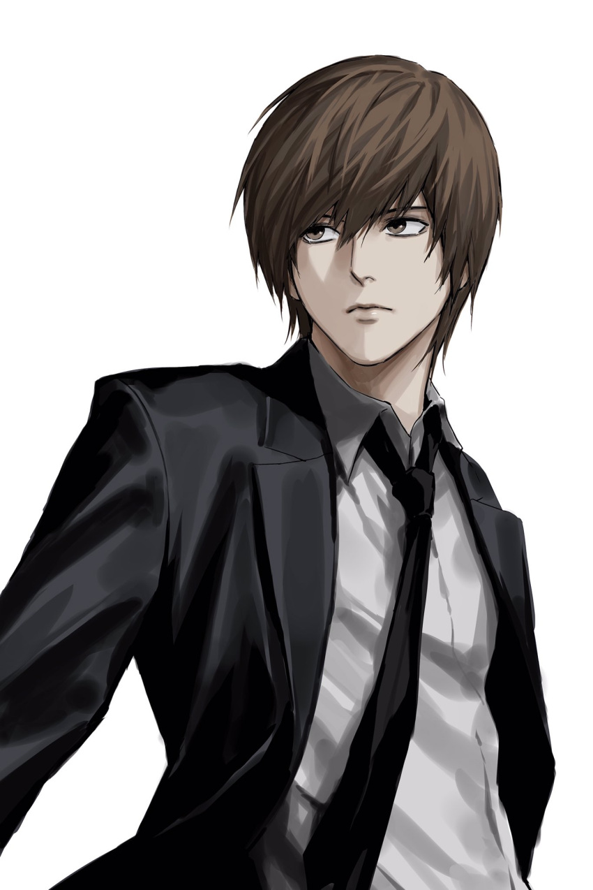 Safebooru - 1boy black necktie brown eyes brown hair death note highres lips male focus necktie ...