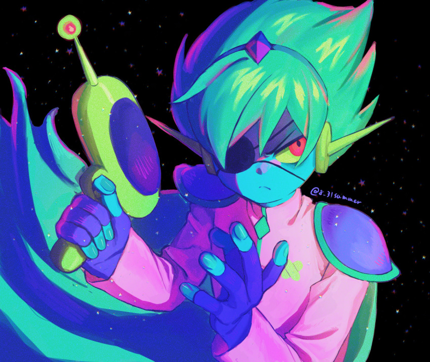 Safebooru - 1boy 8 31sammer bandages blue gloves blue skin cape captain ...