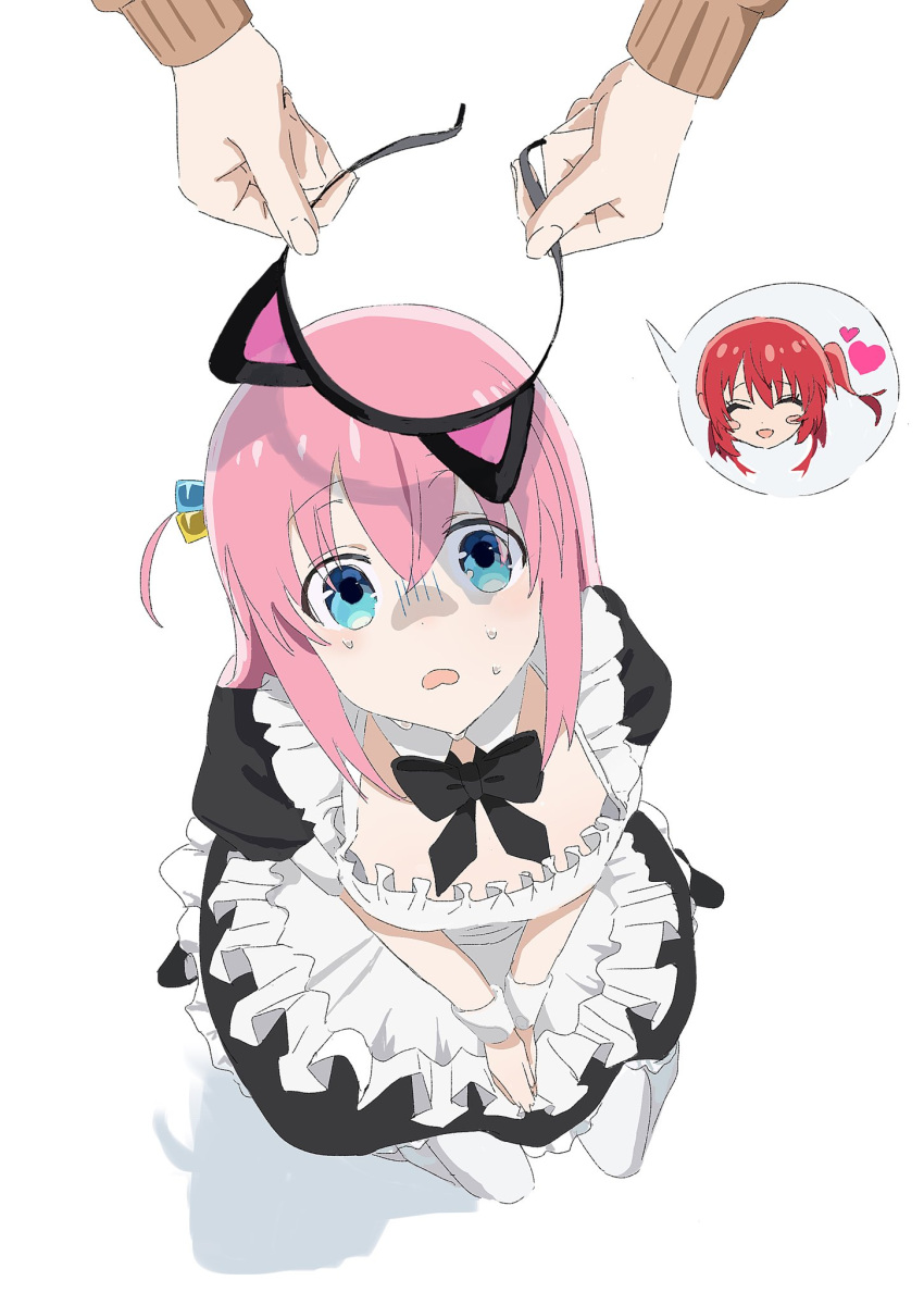 Safebooru - 2girls animal ear hairband animal ears apron black bow black bowtie black dress blue ...