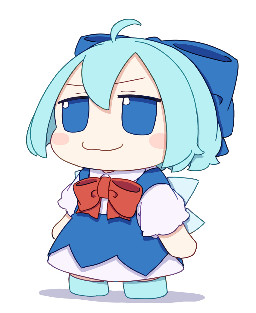 Safebooru - 1girl absurdres ahoge blue bow blue dress blue eyes blue hair blue shoes blush ...