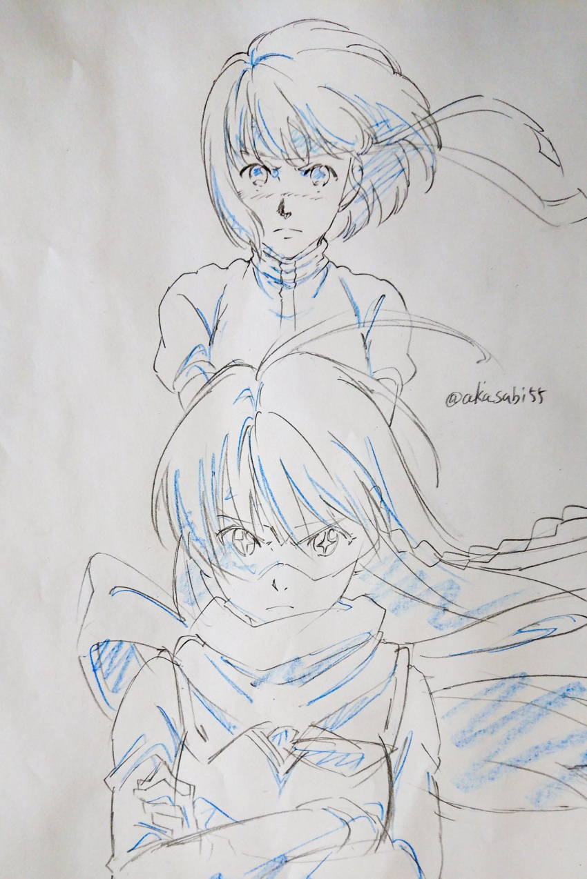 Safebooru - 2girls ahoge braid closed mouth cross-shaped pupils crossed ...
