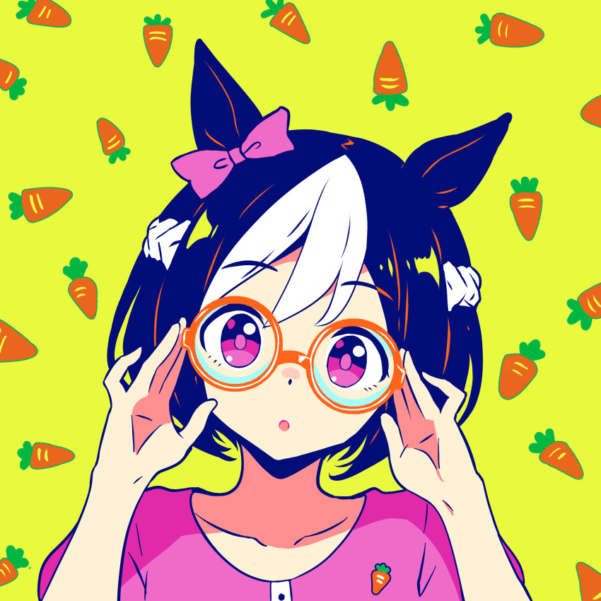 Safebooru - 1girl absurdres alternate costume animal ears bespectacled bow brown hair carrot ...