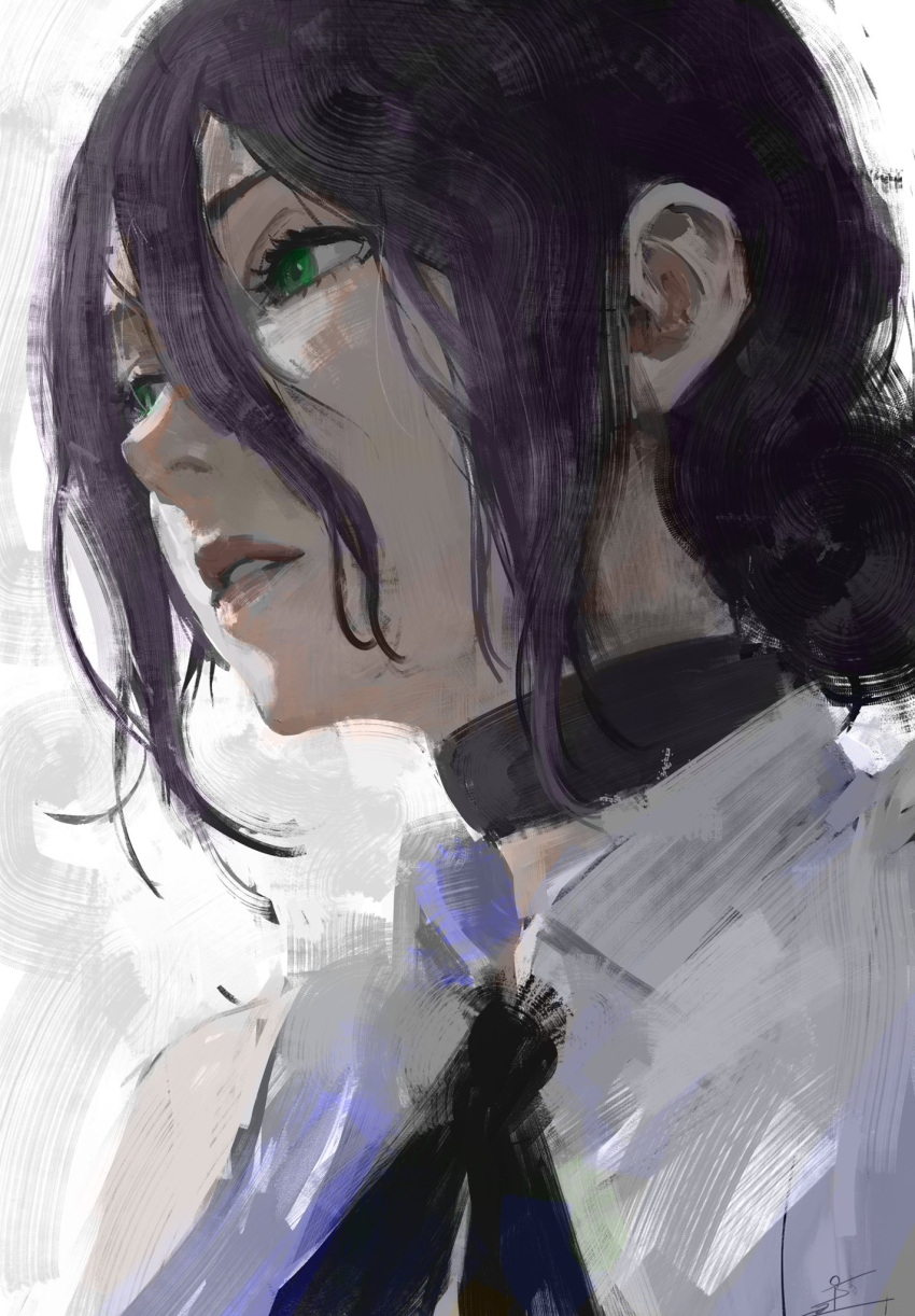 Safebooru - 1girl black choker black hair chainsaw man choker close-up daodtt green eyes hair ...