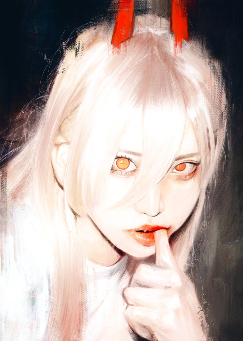 Safebooru - 1girl absurdres blonde hair chainsaw man commentary request cross-shaped pupils hair ...