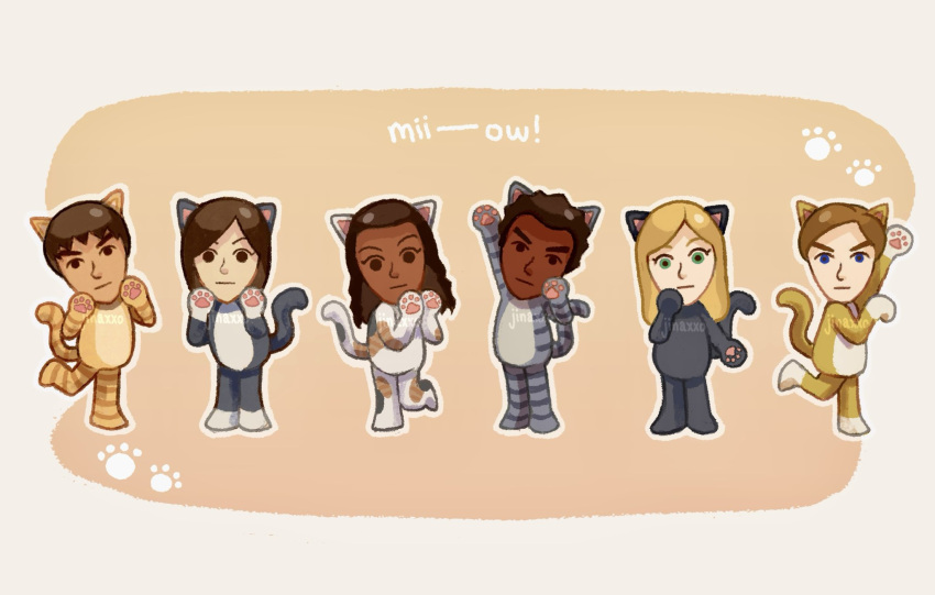Safebooru - 3boys 3girls :3 animal costume animal ears animal hands ...