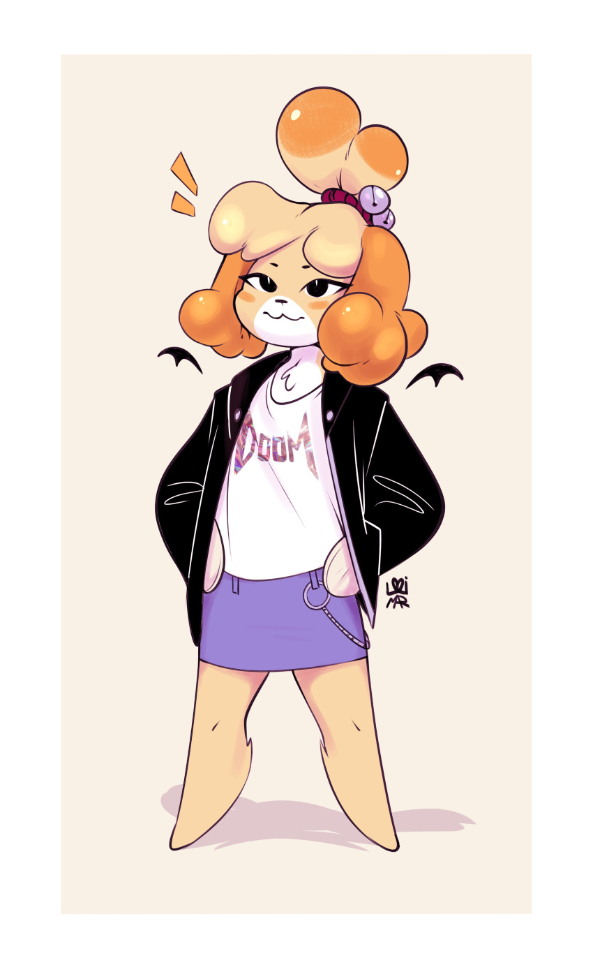 Safebooru - 1girl :3 absurdres animal crossing animal ears barefoot bell black eyes black jacket ...