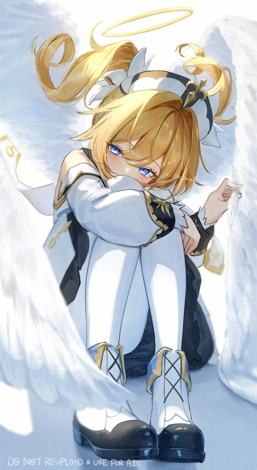 Safebooru - 1girl absurdres angel angel wings barbara (genshin impact) black shoes blonde hair ...