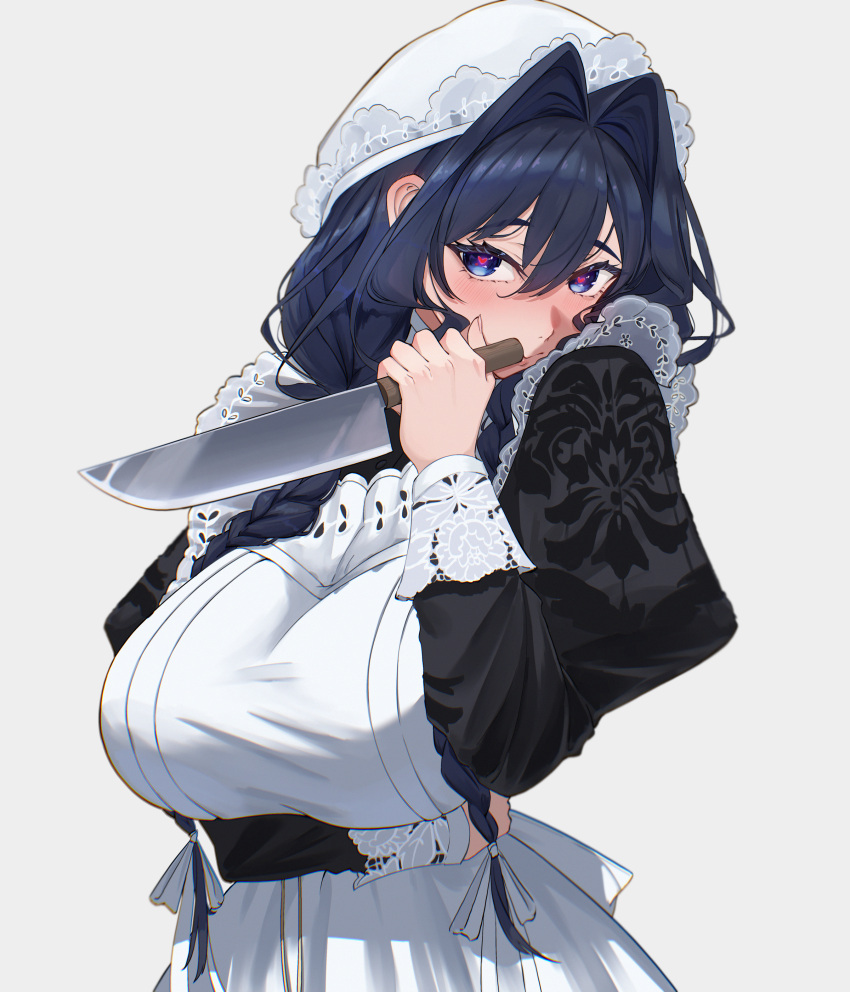 Safebooru - 1girl absurdres apron black dress black hair blue eyes braid commentary dress ...