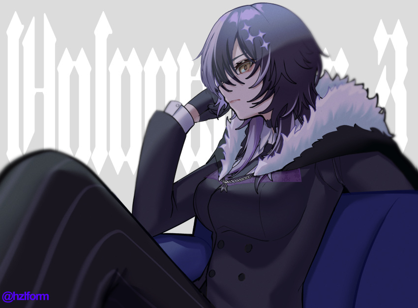 Safebooru - 1girl alternate costume black cape black gloves black hair black jacket black pants ...