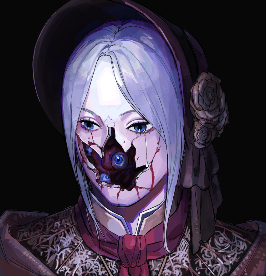 Safebooru - 1girl album cover redraw ascot black background bloodborne ...