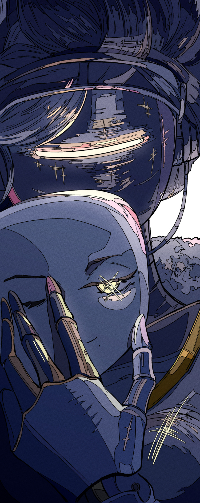 Safebooru - 1girl ;) absurdres faceless highres holding holding mask humanoid robot joints lucy ...