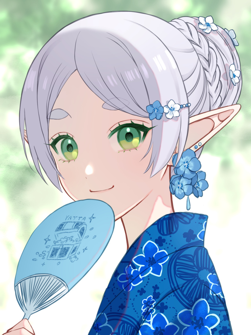 Safebooru - 1girl anko kinako blue kimono bun with braided base ...