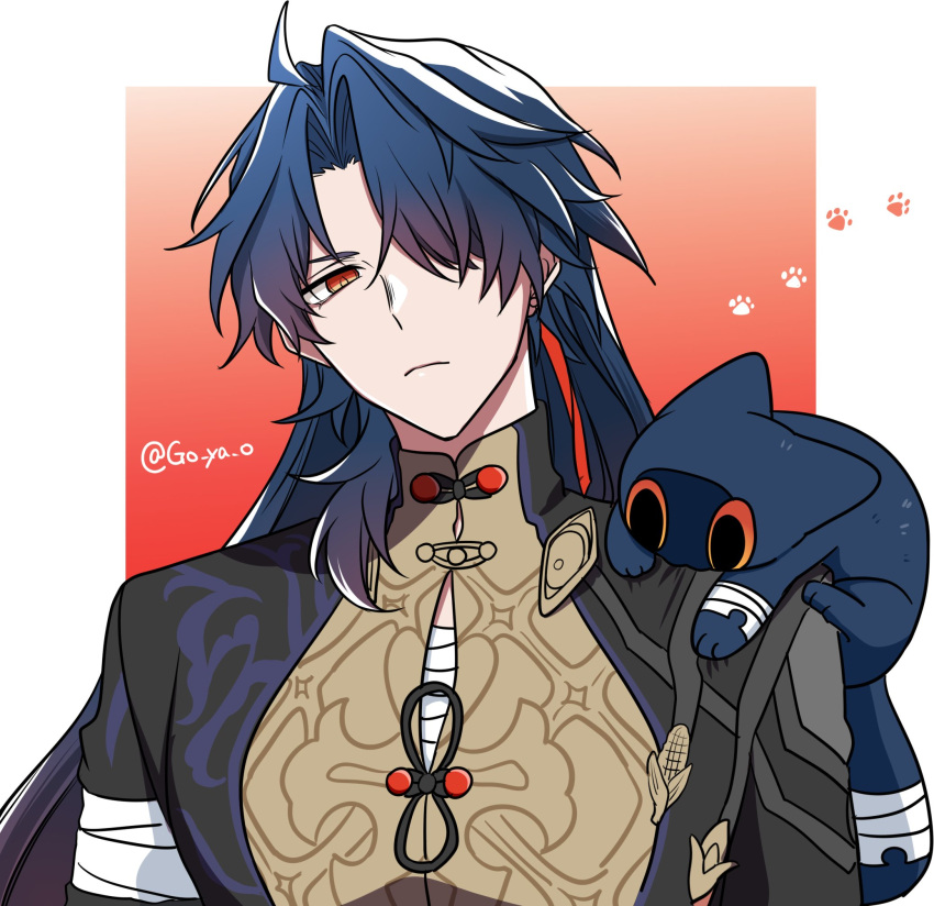 Safebooru - 1boy animal on shoulder bandaged arm bandaged chest ...