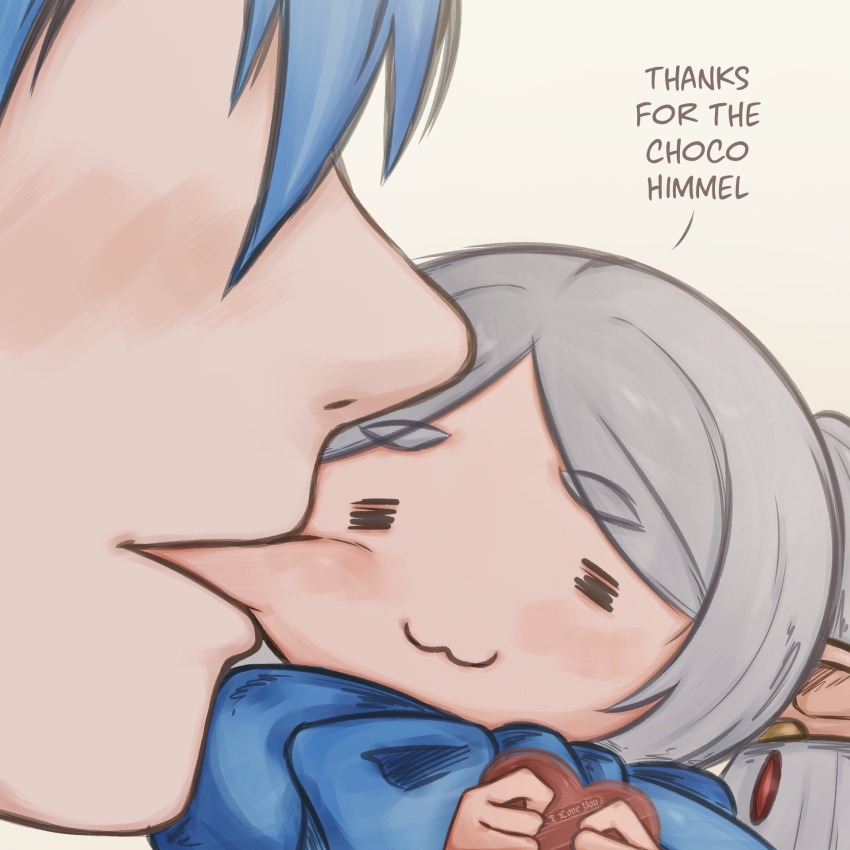 Safebooru - 1boy 1girl :3 = = basedlida biting biting cheek blue hair blue scarf candy chibi ...