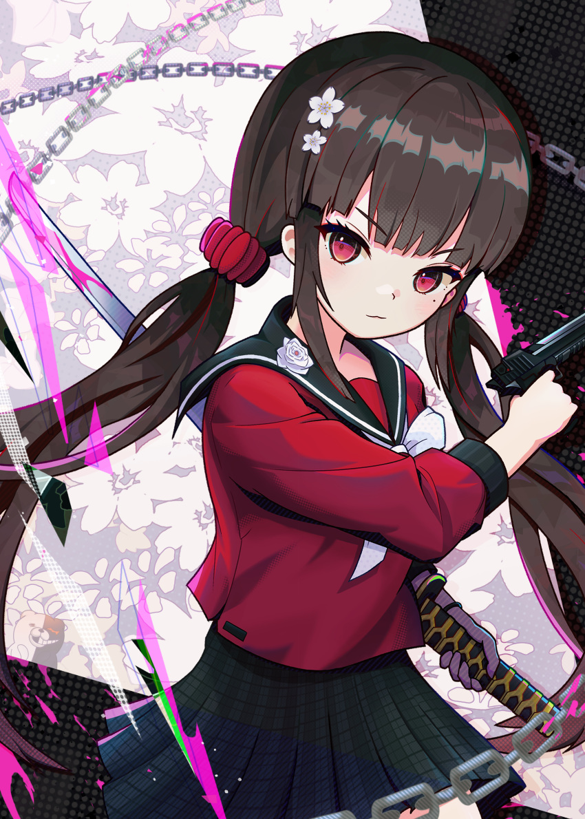 Safebooru 1girl 3 Absurdres Black Background Black Sailor Collar