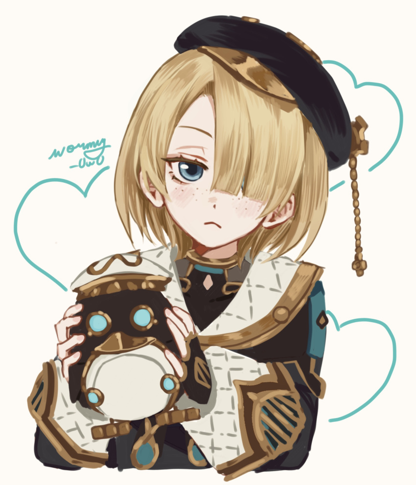 Safebooru - absurdres blonde hair blue eyes blunt bangs eyelashes freckles freminet (genshin ...