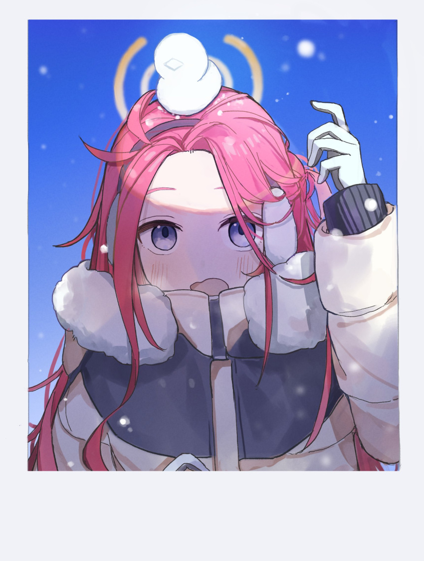 Safebooru Arm Up Blue Archive Blue Eyes Earmuffs Free Donut Gloves 7568