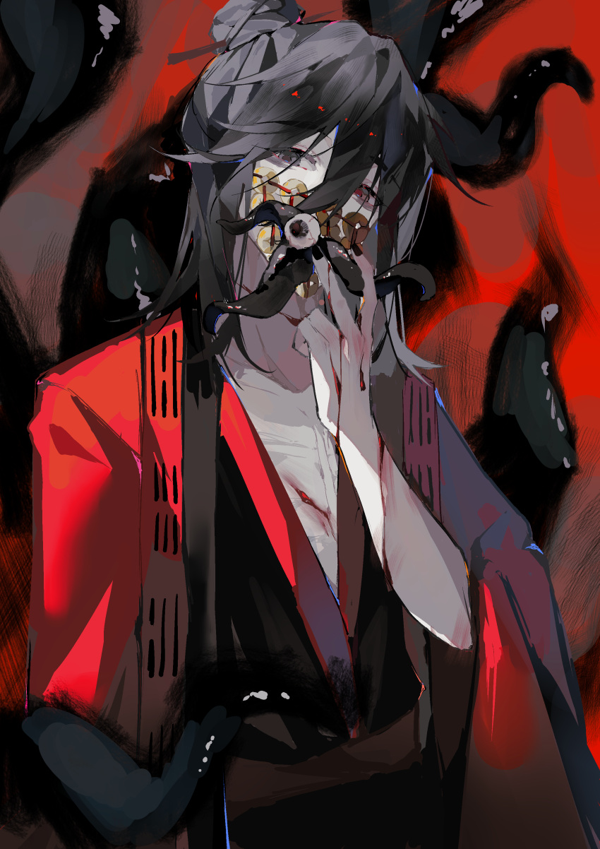 Safebooru - 1boy absurdres black eyes black hair black hanfu blood blood on face blood on hands ...