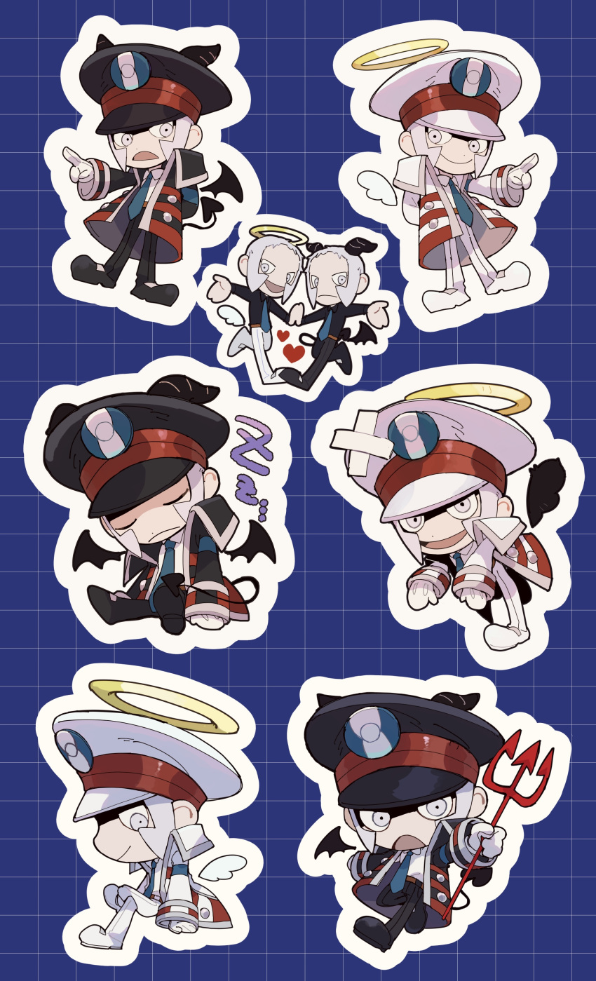 Safebooru - 2boys absurdres angel and devil angel wings black hat blue ...