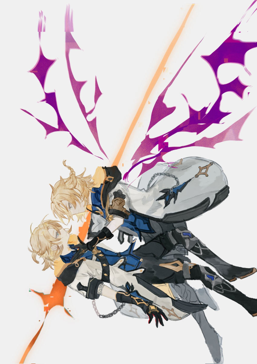 Safebooru - 2boys albedo (genshin impact) black boots black gloves black pants blonde hair blue ...