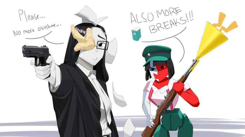 Safebooru - 2girls absurdres aweeeeh852 black hair colored skin ...