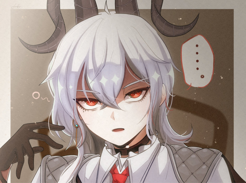 Safebooru - ... 1girl act (act 1113) black choker black gloves black horns choker collared shirt ...