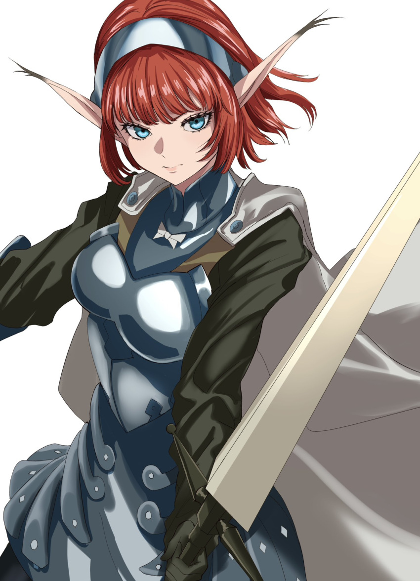 Safebooru - 1girl armor black gloves black shirt blue eyes breastplate cape closed mouth ...