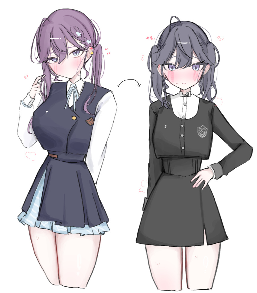 Safebooru - 1girl aged down ahoge black hair black jacket black skirt blue overskirt blue ribbon ...