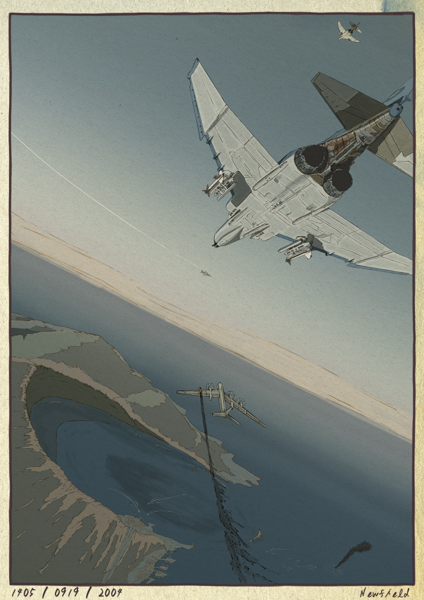 Safebooru - ace combat ace combat 04 aircraft airplane border commentary request contrail day f ...