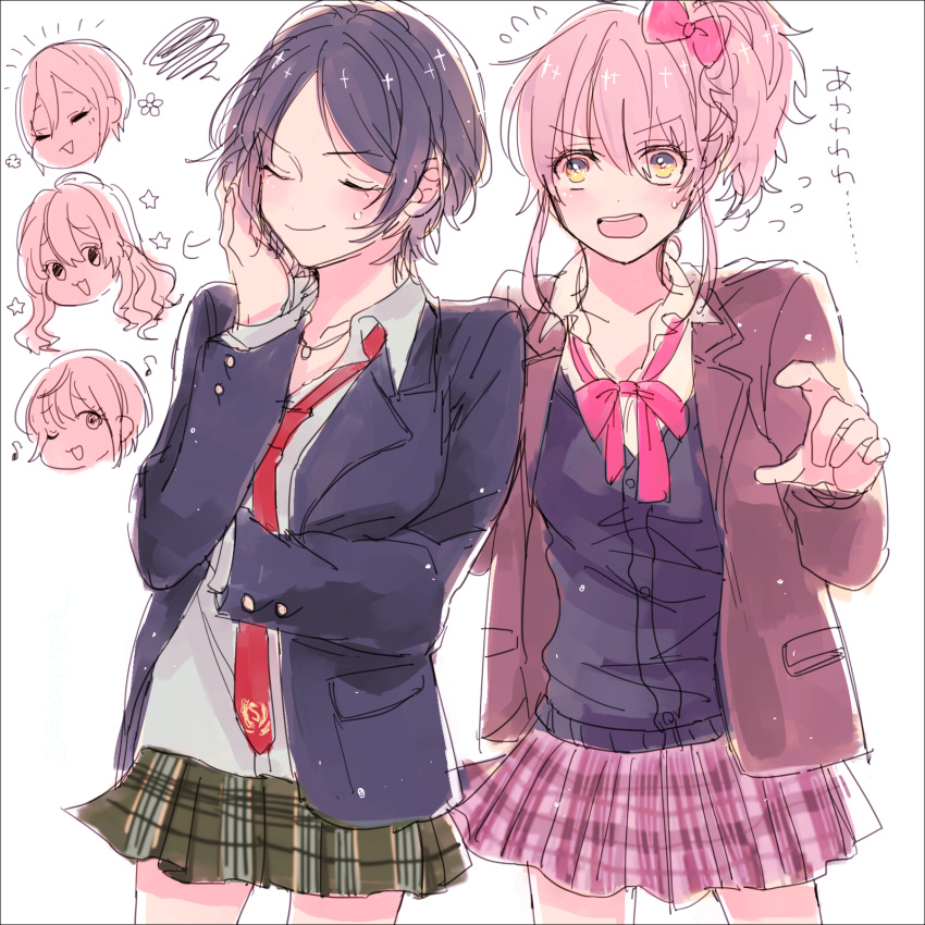 Safebooru - 5girls amane (7783) black jacket black sweater closed eyes ...