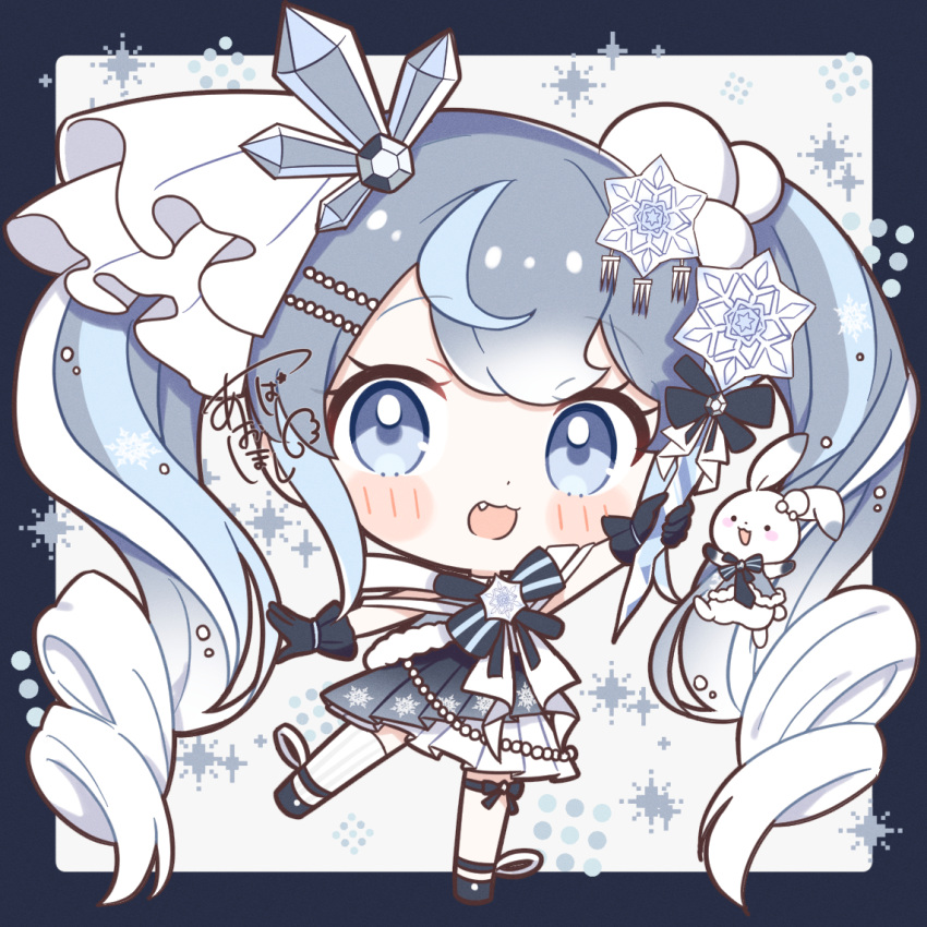 Safebooru - aobahosino blue eyes blue hair blue skirt chibi chibi only ...
