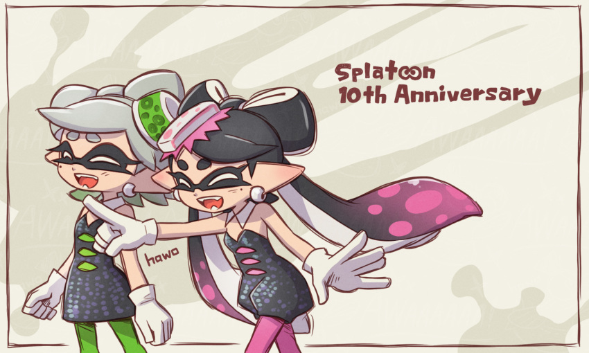 Safebooru - 2girls anniversary artist name bare shoulders black dress ...