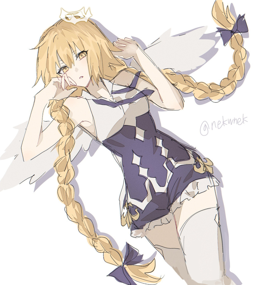 Safebooru - 1girl :o angel wings bare shoulders blonde hair braid commentary request fate/grand ...