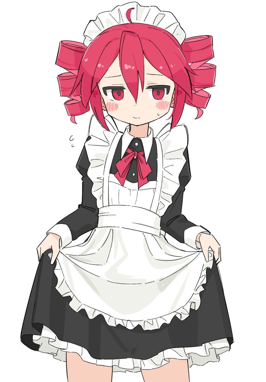 Safebooru - 1girl alternate costume apron black dress blush cowboy shot dress drill hair ...