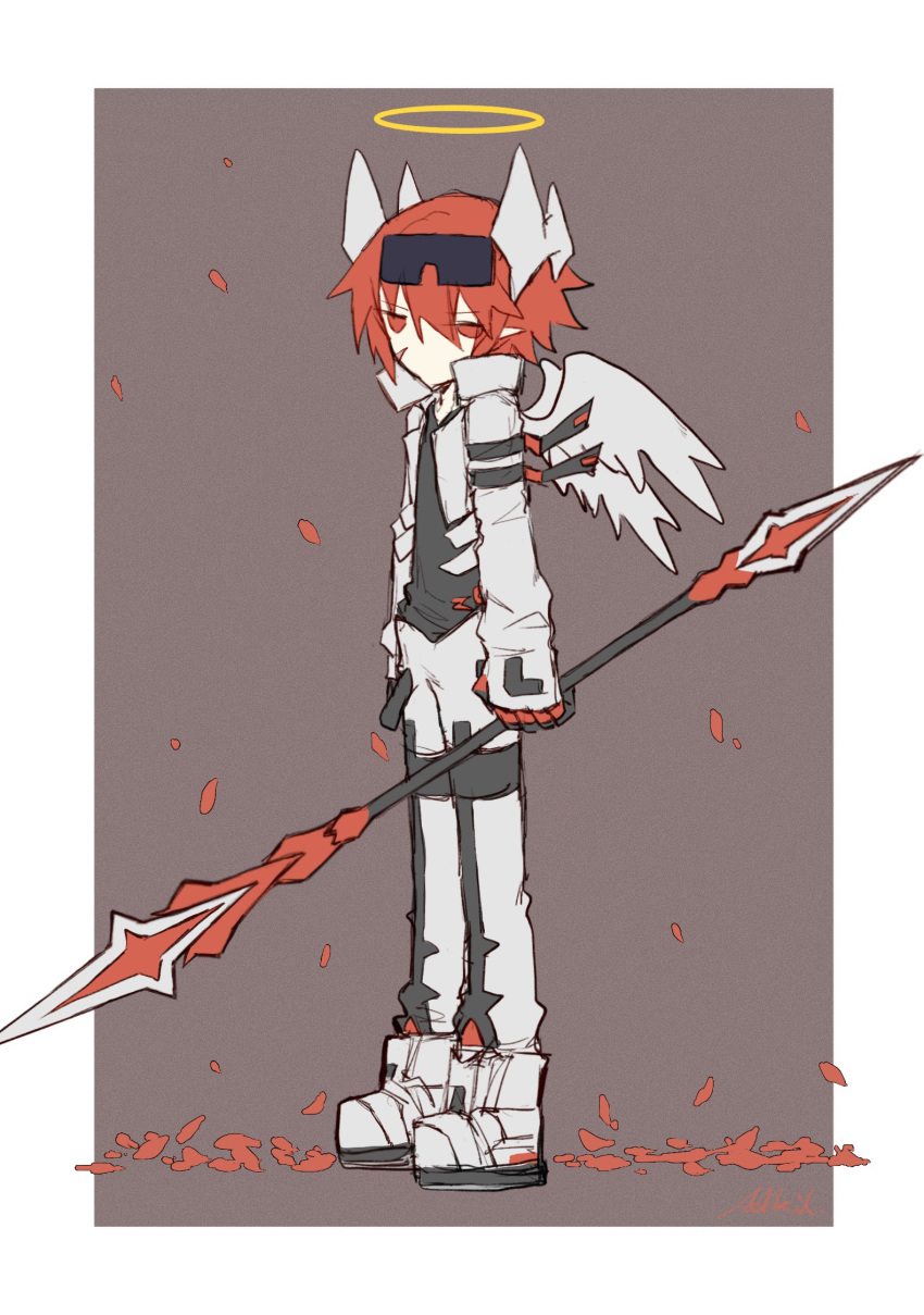 Safebooru - 1boy angel angel wings aotu world armband artist name black ...