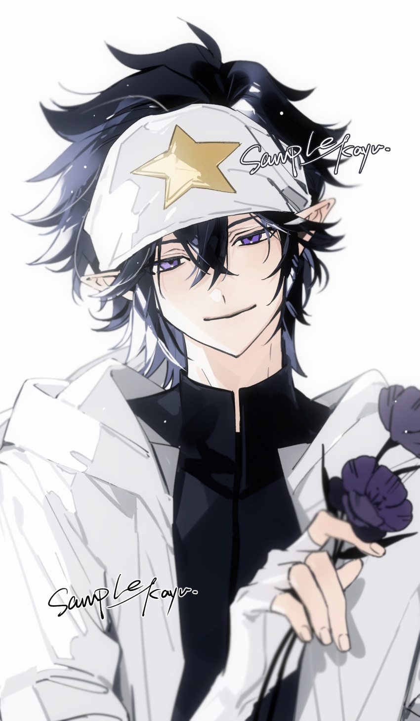 Safebooru - 1boy absurdres aotu world artist name bandana bishounen black hair black shirt ...