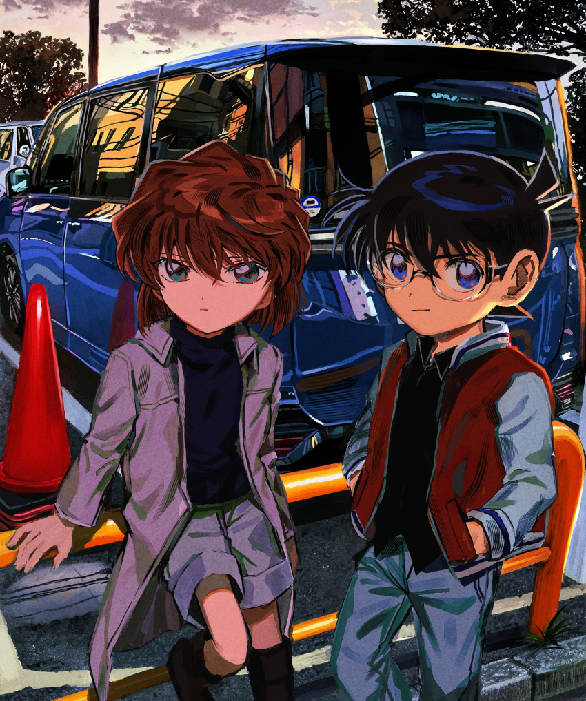 Safebooru - 1boy 1girl absurdres aqua eyes black hair blue eyes blue pants boots brown boots ...