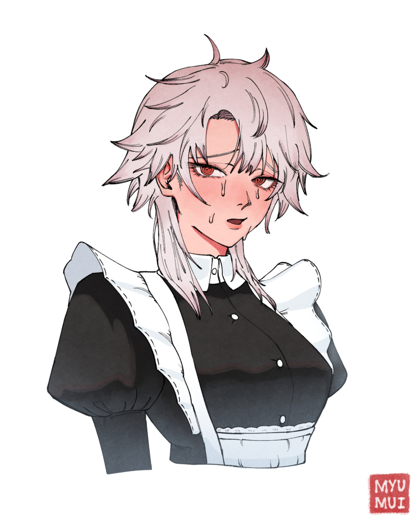 Safebooru - 1girl alternate costume apron artist name black dress chainsaw man dress enmaided ...