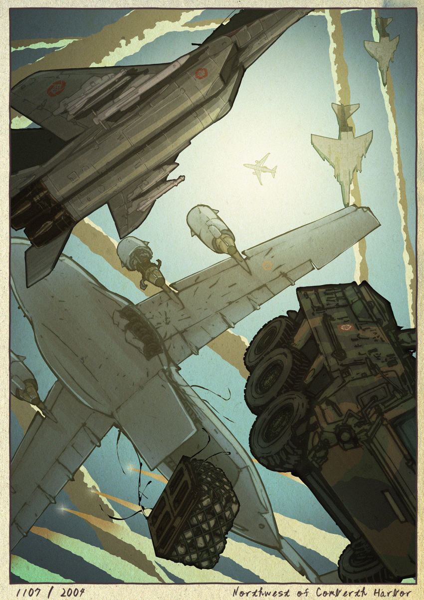 Safebooru - ace combat ace combat 04 aircraft airplane border commentary request day english ...