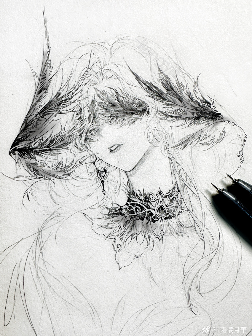 Safebooru - 1girl absurdres art tools in frame beads choker covered ...