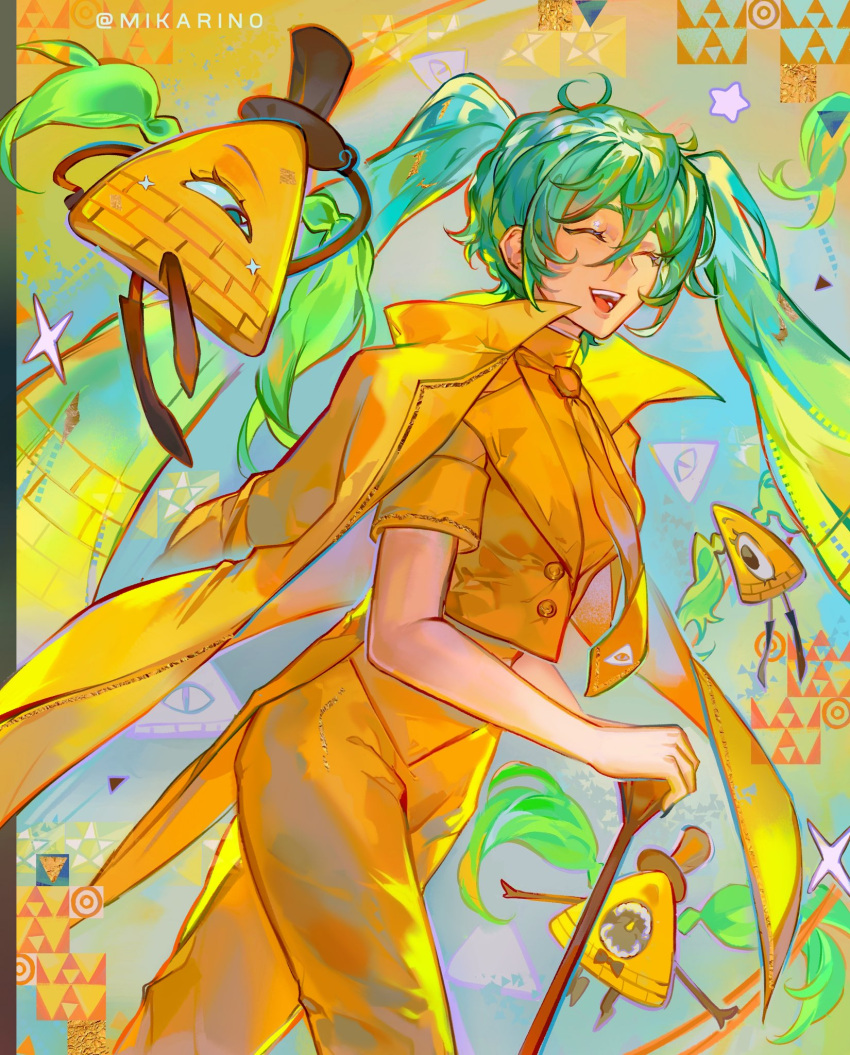 Safebooru - 1boy 1girl alternate costume aqua hair bill cipher blue ...