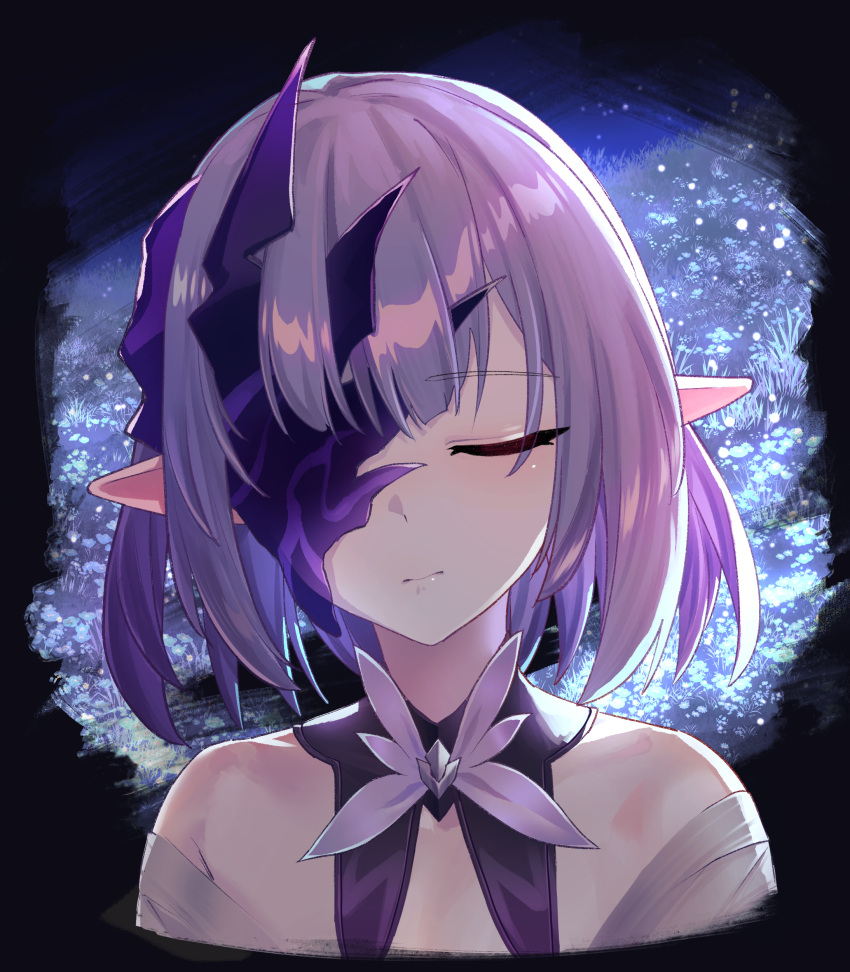 Safebooru - 1girl absurdres akaika (aka) bare shoulders closed eyes closed mouth colored inner ...