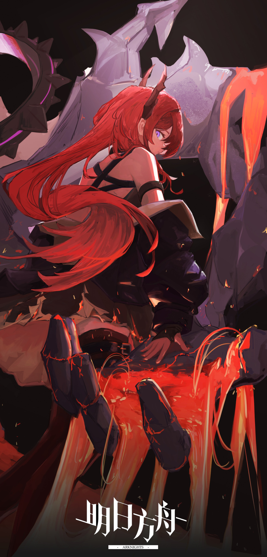 Safebooru - 1girl absurdres arknights bare shoulders black dress black jacket closed mouth demon ...