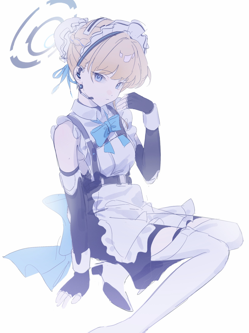 Safebooru - 1girl absurdres apron black dress black gloves blonde hair blue archive blue eyes ...
